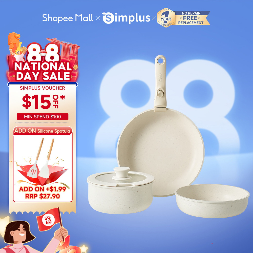 Inssa 5pcs Cookware Set丨18cm Saucepan 20cm 26cm Frying Pans丨Detachable ...