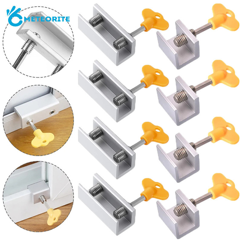 Window Stoppers Aluminum with Key - Sliding Window Locks Adjustable ...