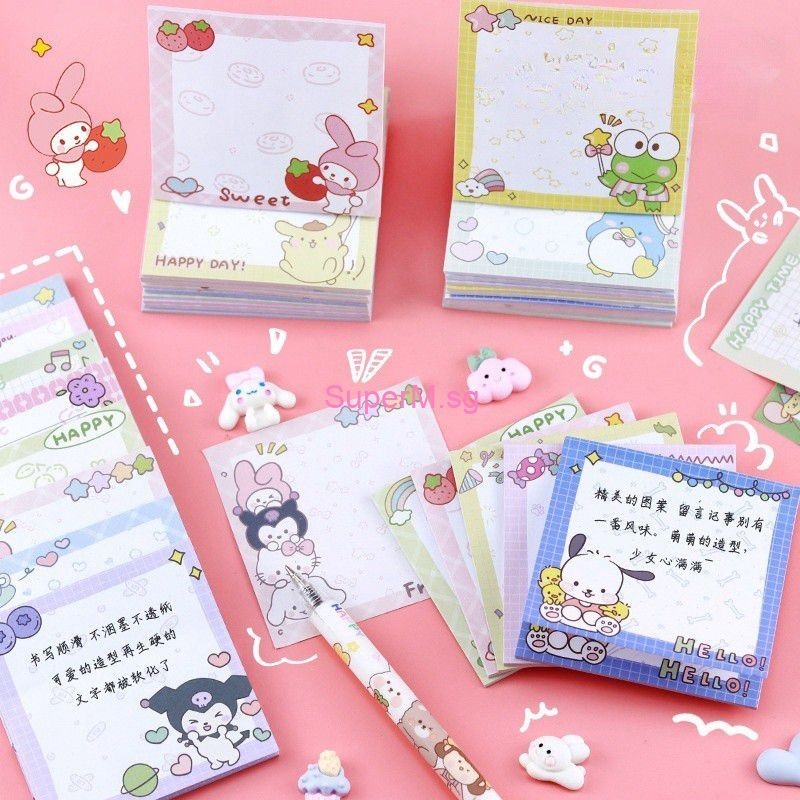 80 Sheet Cartoon Sanrio Sticky Notes,Useful Cartoon Stationery Notebook ...