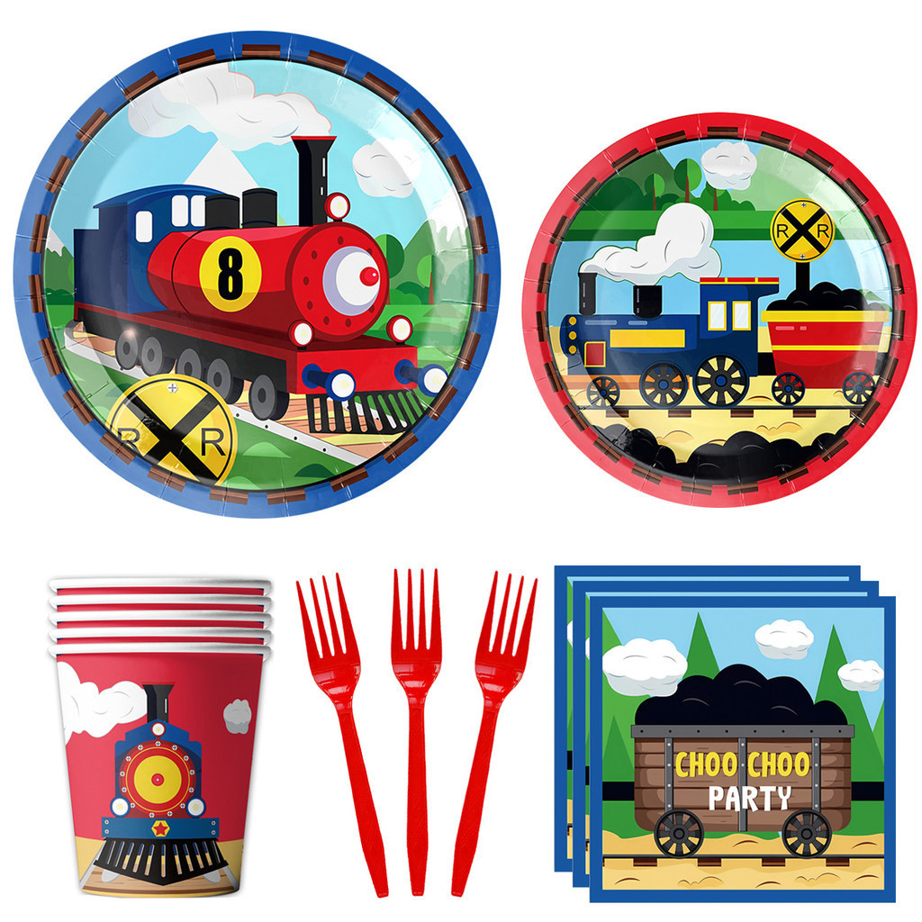 Steam Train Themed Party Children's Birthday Tableware Decoration Set ...