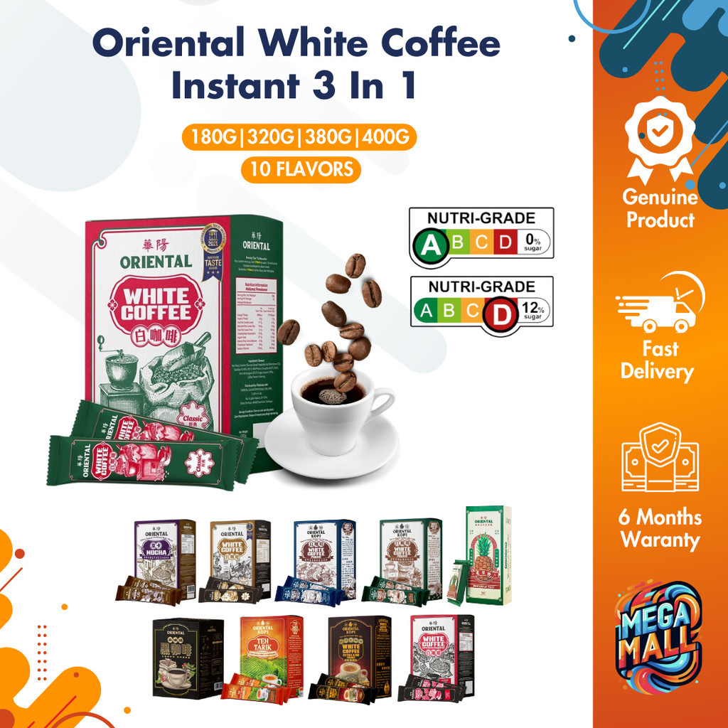 Oriental Kopi 3 in 1 Instant Coffee Mix 180g, 380g, 400g - Drip, Classic, No Sugar, Charcoal ...