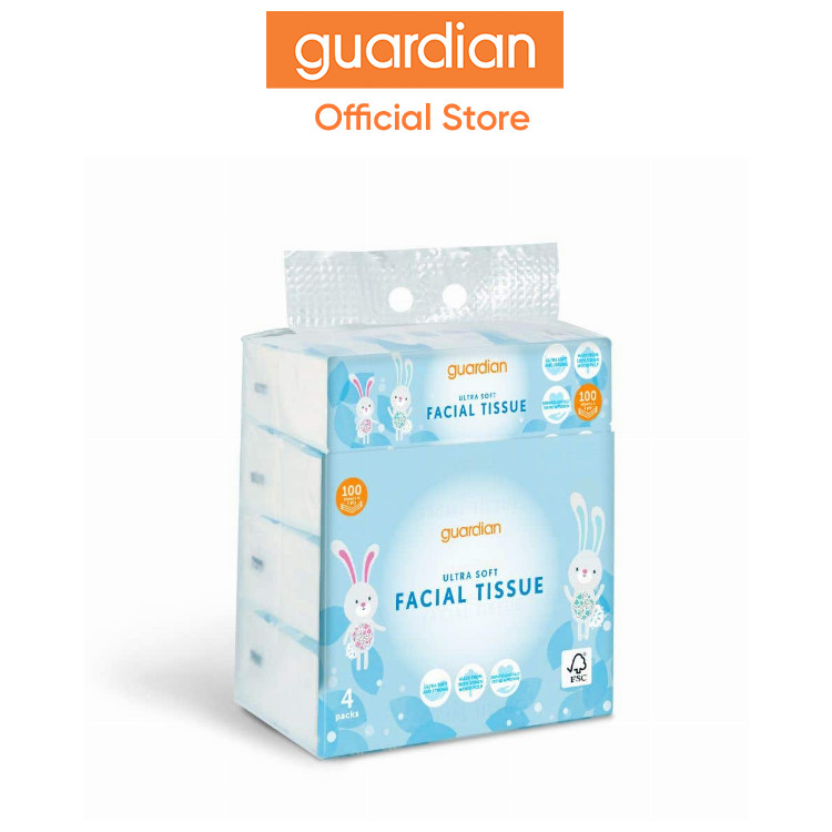 Guardian 3-Ply Soft Facial Tissue 4x100s (Bunny) | Shopee Singapore
