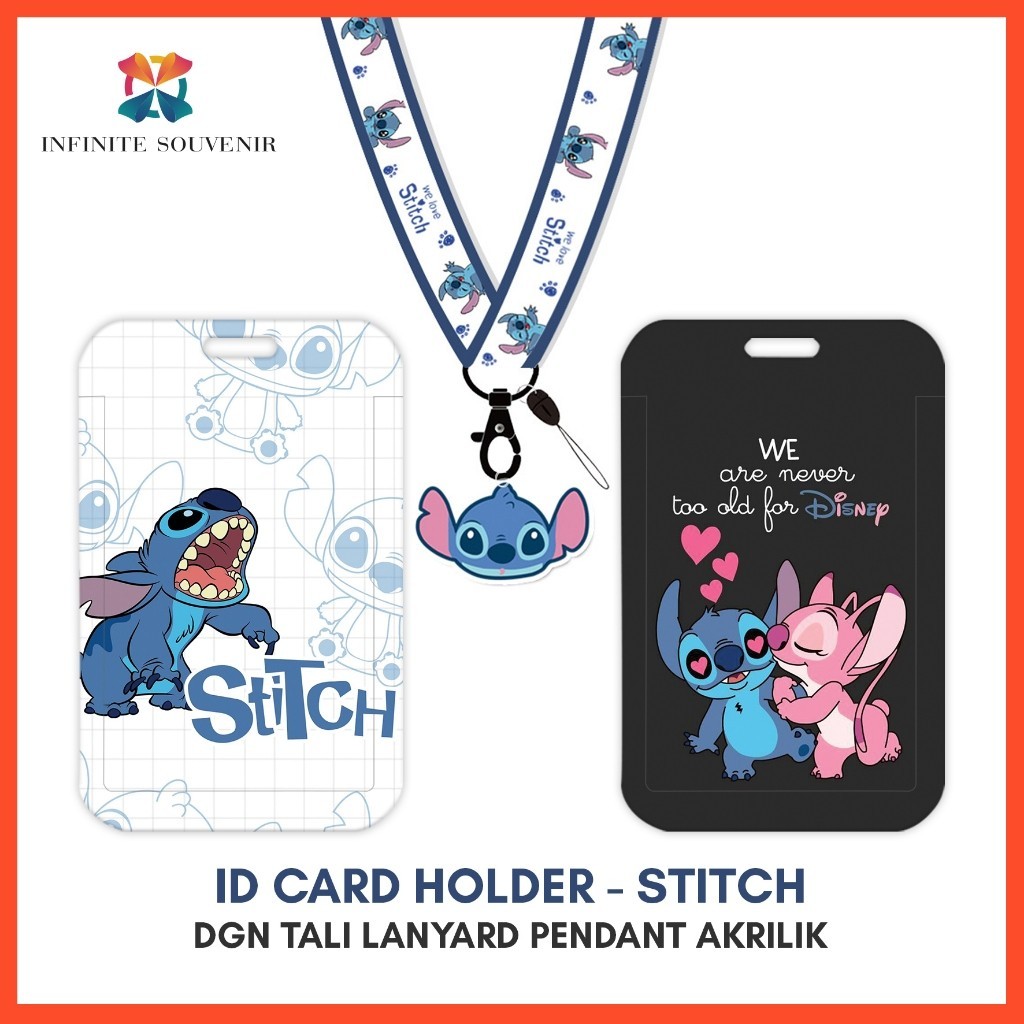 GANTUNGAN [N003] Stitch / Name Tag Card Holder Stitch Character Motif ...