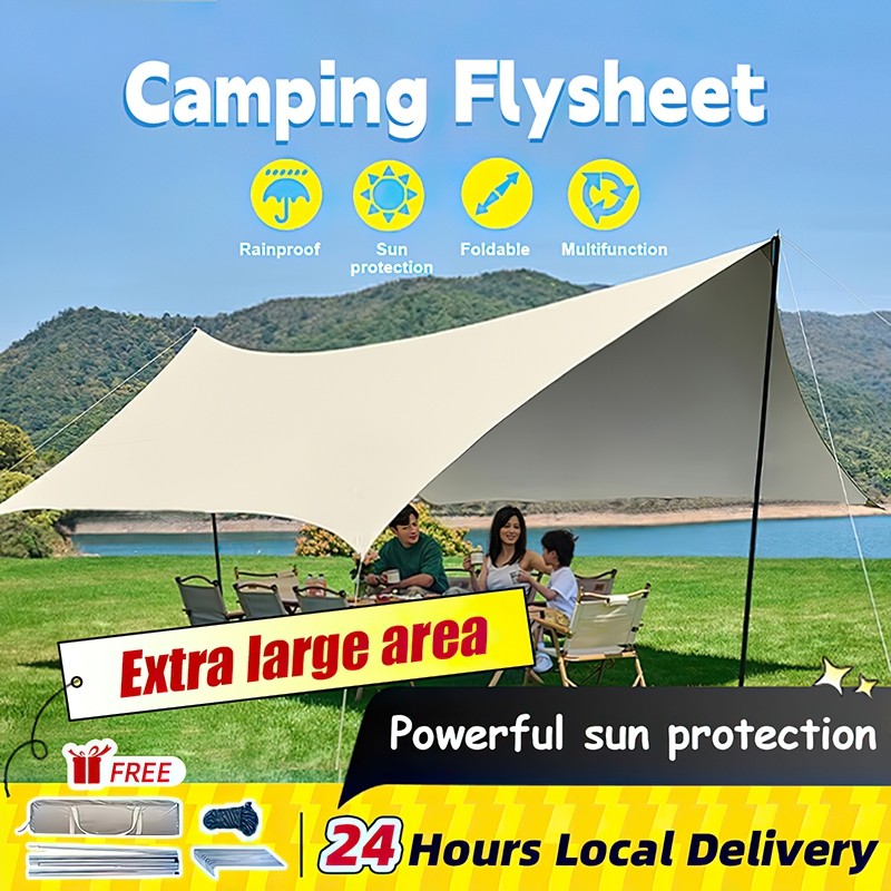 🔥Free Pole🔥Flysheet Camping Waterproof Ultralight Weight Groundsheet ...