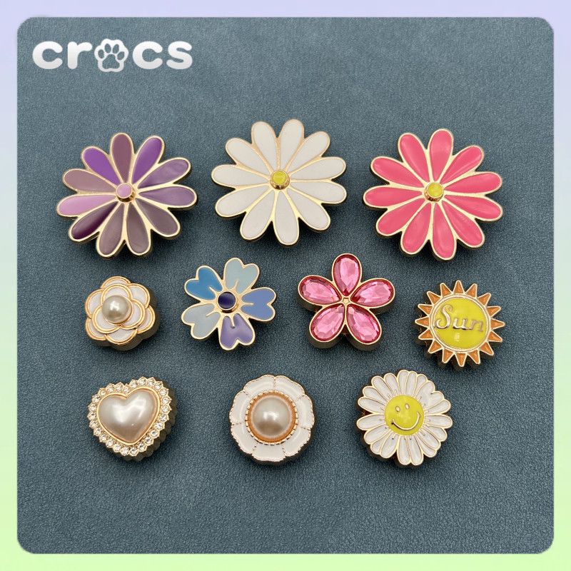 crocs jibbitz Metallic sunflower Shoes Accessories crocs charm Shoes Flower | Shopee Singapore