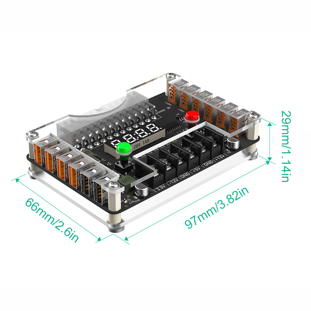 12-Port USB 3A 3.3V 5V 12V -12V Output ATX Power Breakout Board Acrylic ...