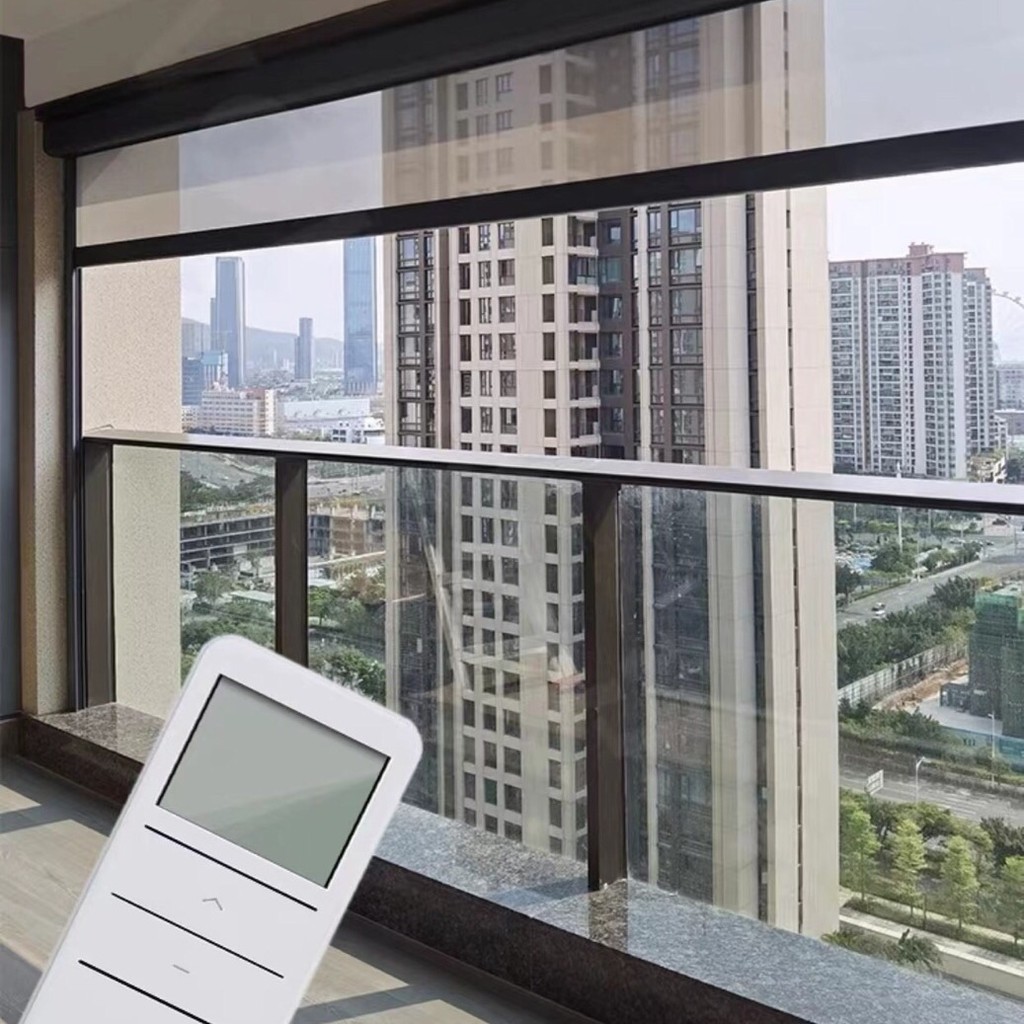 Balcony Windproof Roller Blinds Smart Sunshade Sunscreen Rainproof ...