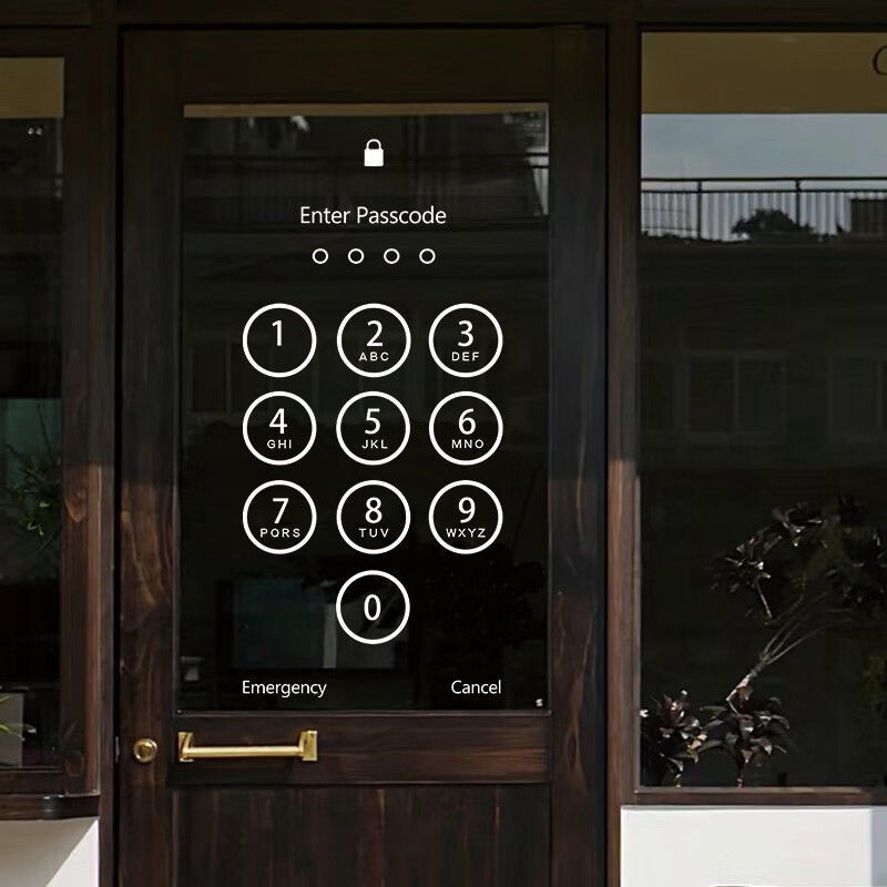 Creative Unlock Password Glass Door Window Sticker Clothing Coffee Shop ...