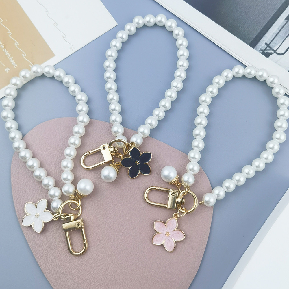 Lovely Sakura Key Chain Fashion Pearl Charm Key Ring For Purse Backpack ...
