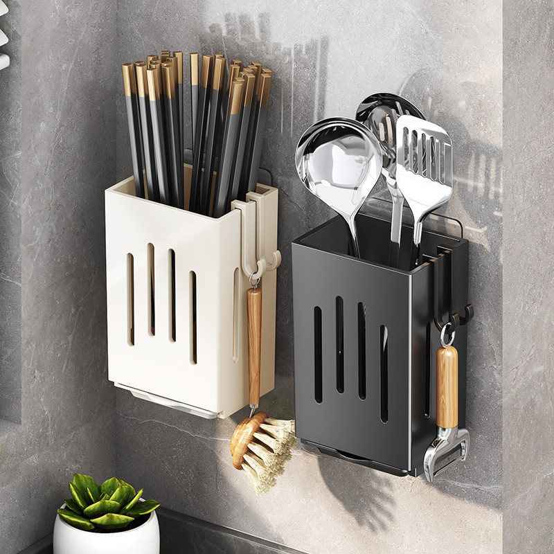 Kitchen Utensil Rack Draining Chopstick Holder Wall-Mounted or ...