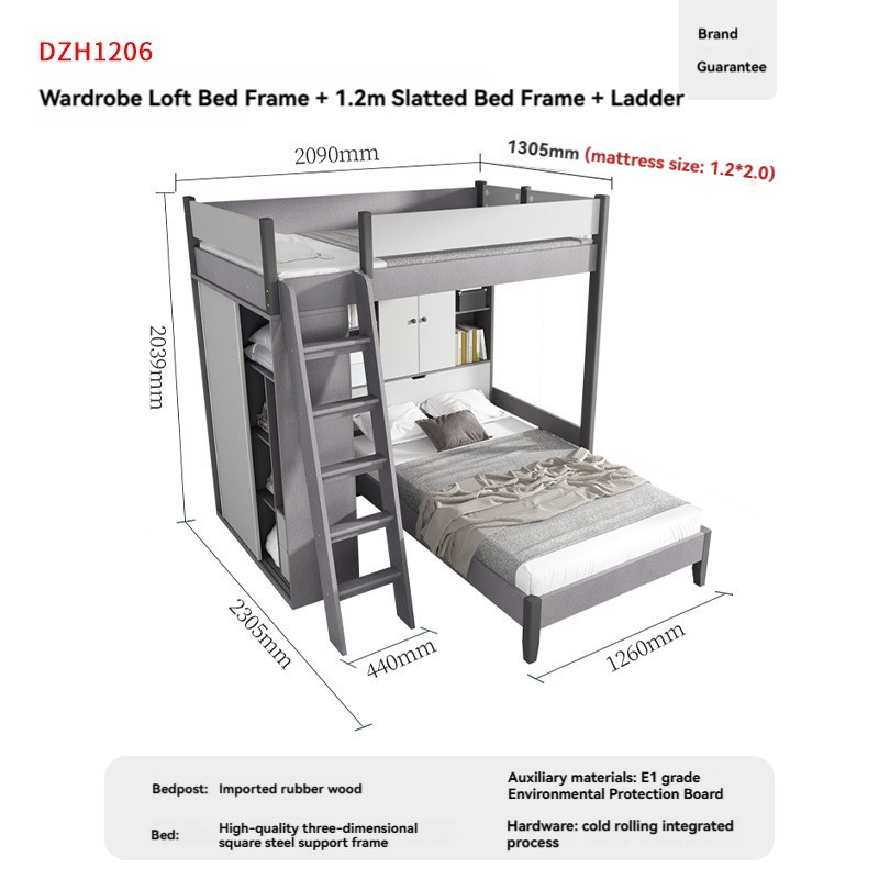 [Showroom] 2m Loft Bed/ Staggered Bunk Bed Frame - with Storage Bed ...