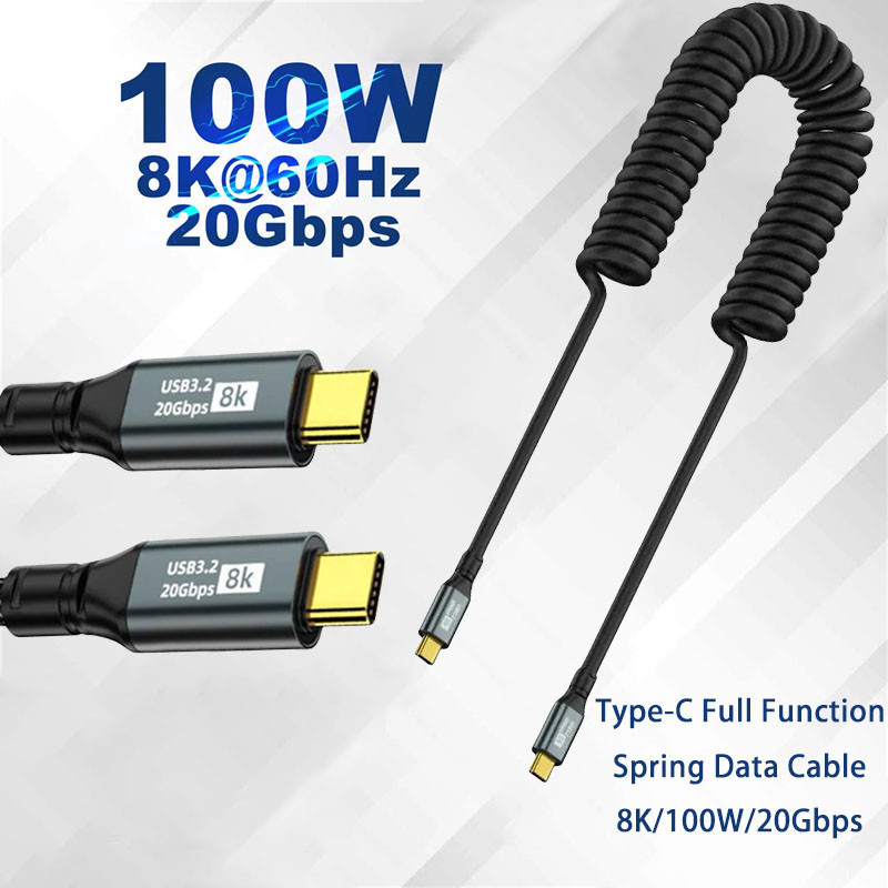 PD 100W Spring Type C to Type C Super Fast Charging Cable USB 3.2 ...
