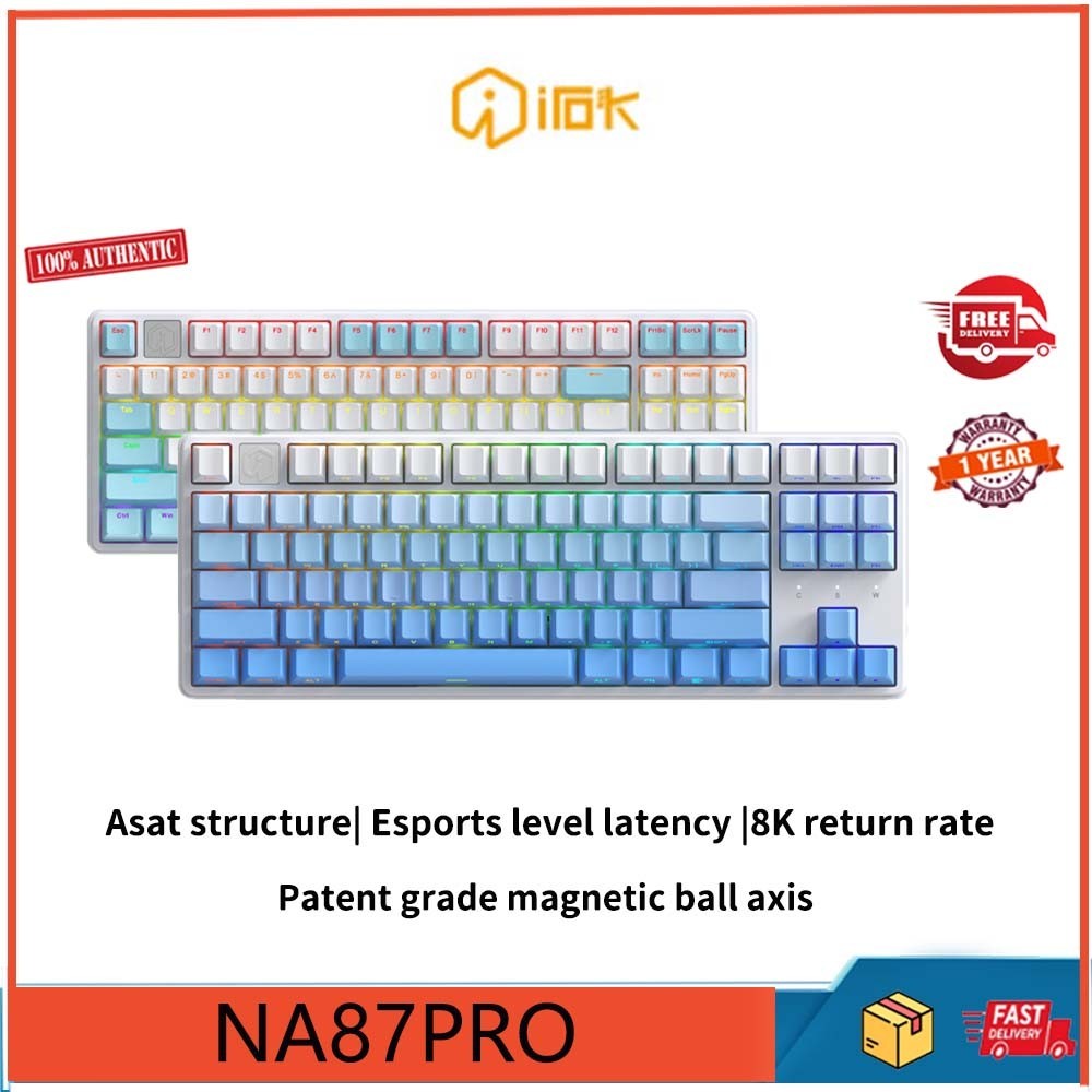 Irok NA87 PRO Magnetic Axis Mechanical Keyboard Full Key Hot swappable RGB Lighting 8K Return ...