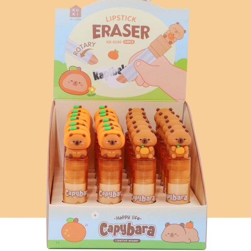2Pieces Capybara Cartoon Cute Lipstick Eraser Kawaii Stationery Toy for ...