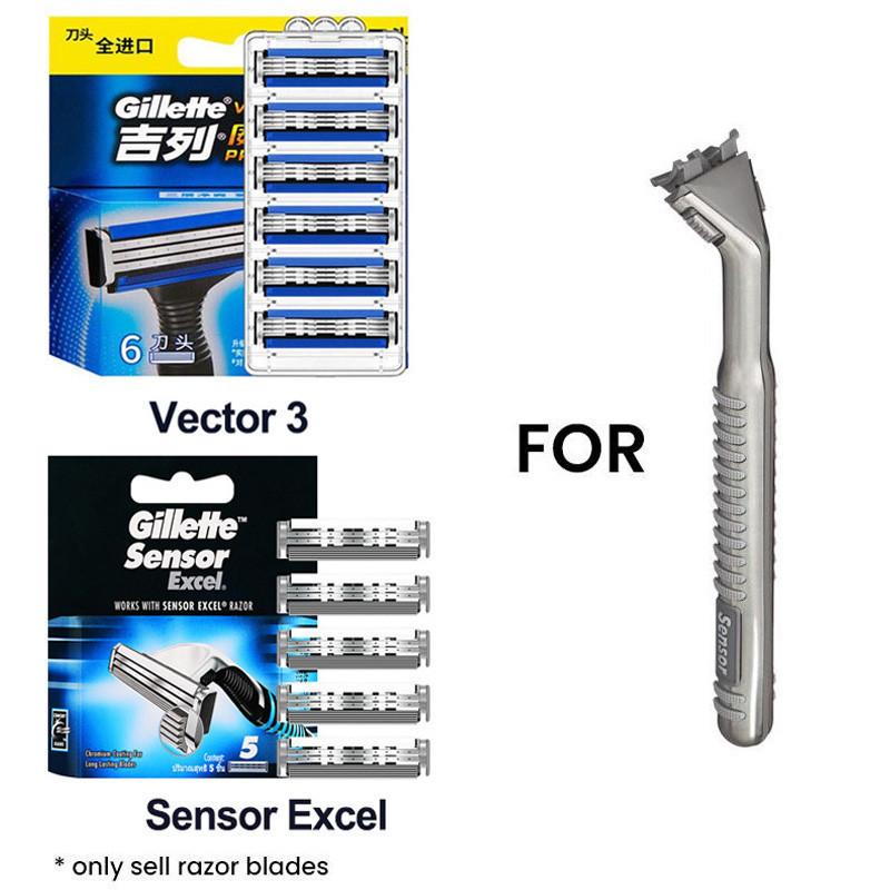 Gillette Sensor Excel Men's Razor Blades Double Edges Replacement Heads ...