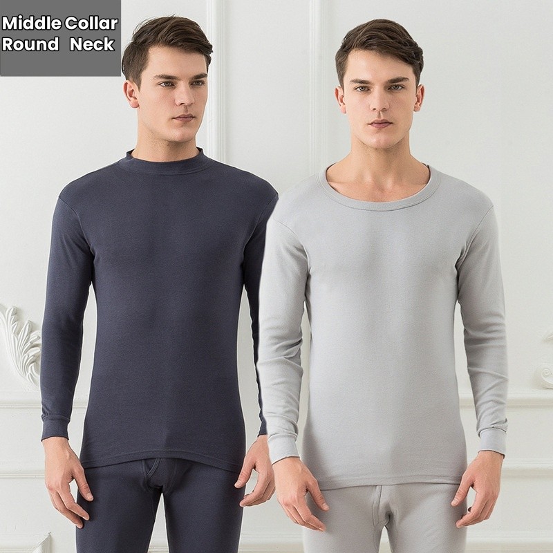 Winter Men Thermal Underwear Set Soft Cotton Fleece-lined Warm Long ...