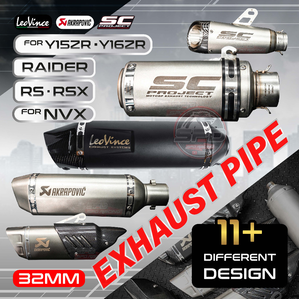 RS150 / RSX /Y15 /Y16 / Suzuki Raider 150/ NVX155 ｜Exhaust with open flow muffler(32mm) | Shopee ...