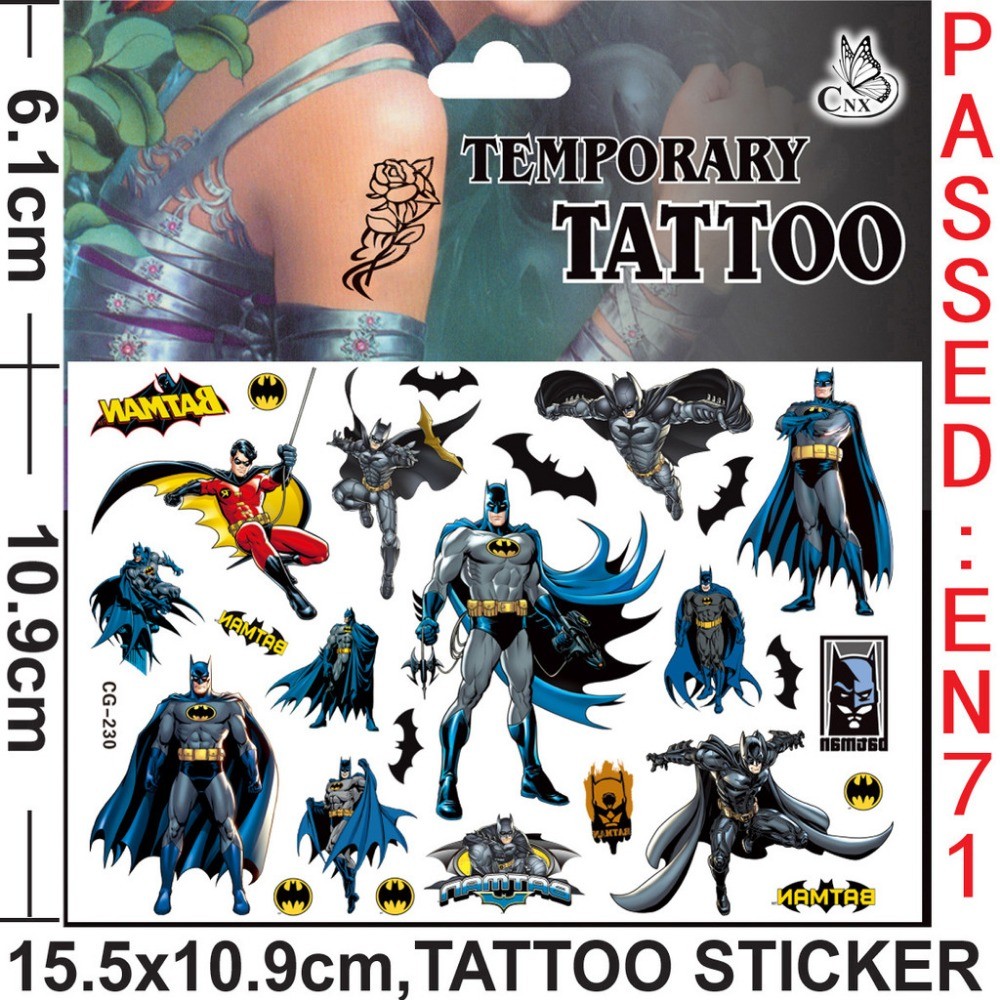 Batman Tattoo Stickers Kids Favors Superhero Stickers Birthday Party ...