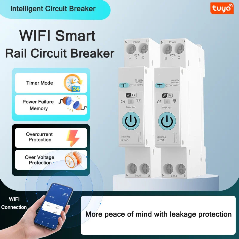 TUYA Smart WiFi MCB Circuit Breaker with Power Metering and Wireless ...