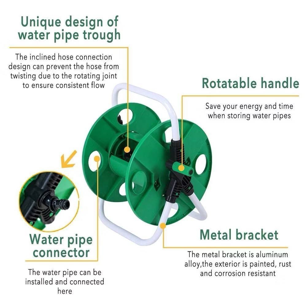 Portable Garden Hose Reel Organizer 30m Water Pipe Storage Rack Stand ...