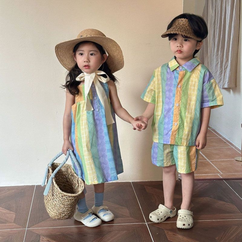 Children's Summer Suit Boy's Suit Siblings costume Girls' Dress ...