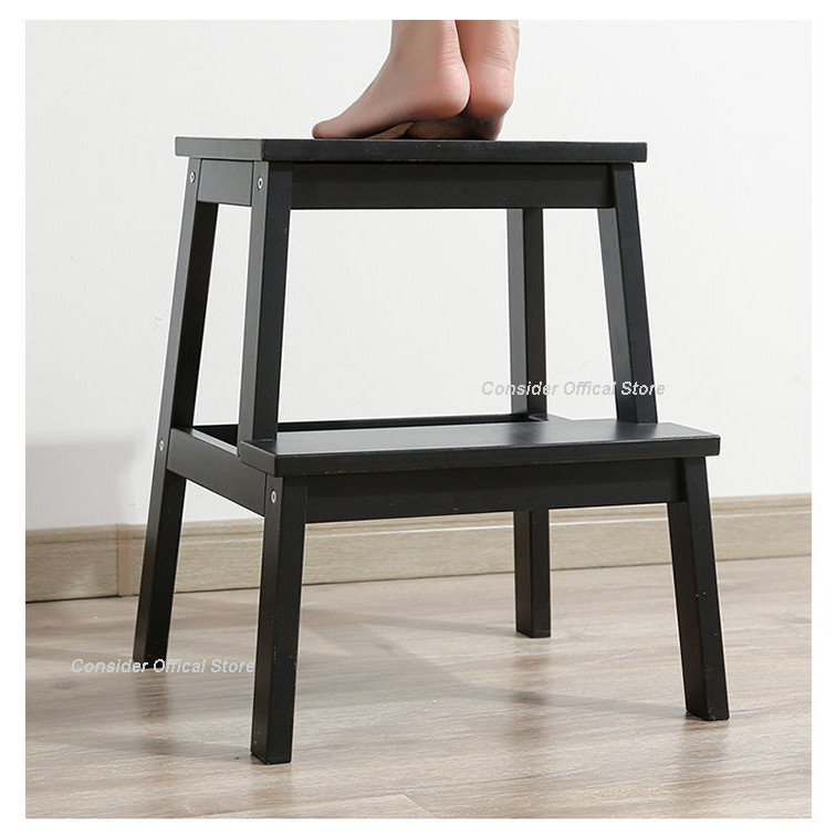Double-layer Stool Solid Wood Step Stool Shoe Changing Stool Low Ladder ...