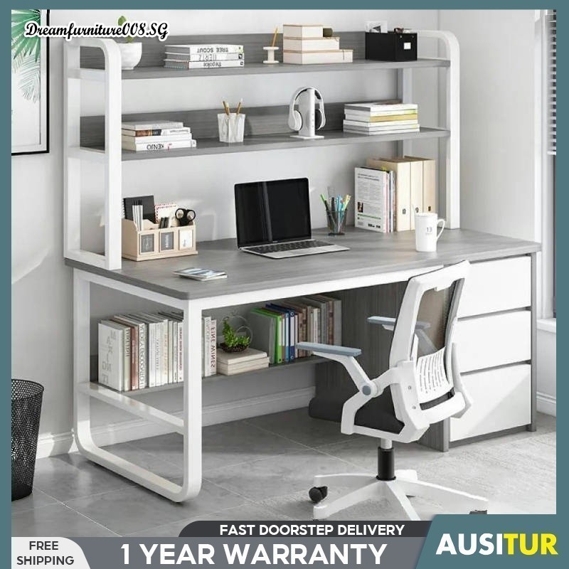 AUSITUR Simple Modern Study With drawer Bookshelf Computer Desk ...