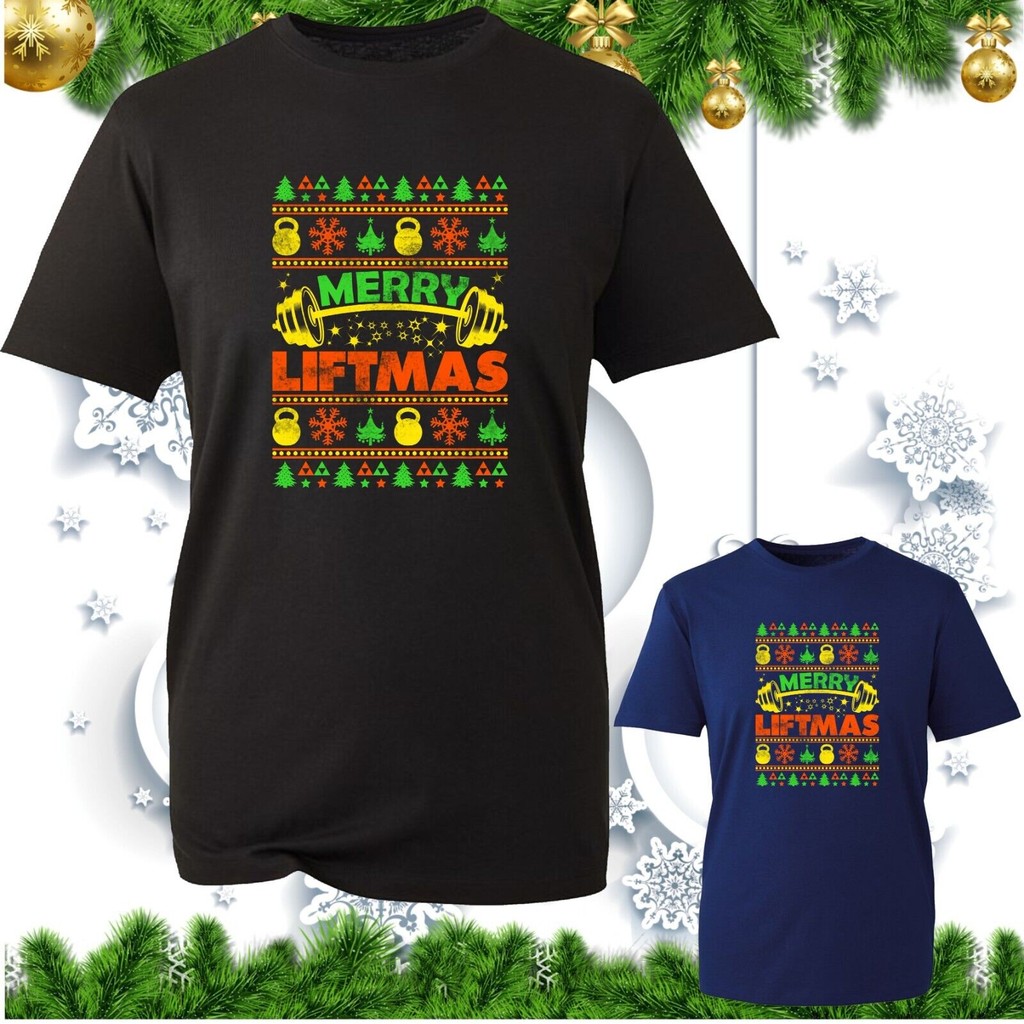 Merry Liftmas Christmas T-Shirt Funny Bodybuilders Weight Lifting Xmas ...