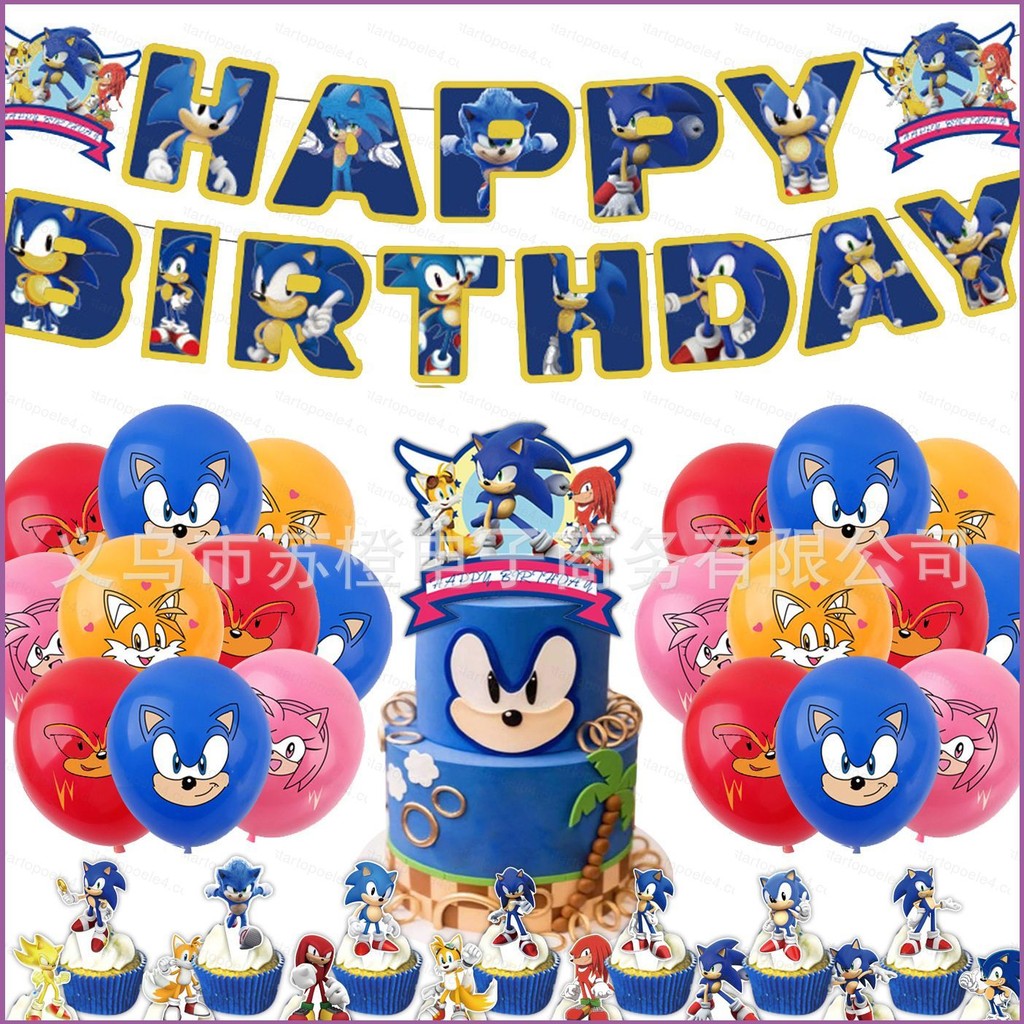 gj Sonic the Hedgehog Themed Decoration Celebrate Party Banner balloon ...