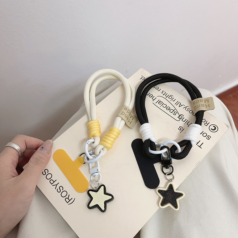 [PYDM] Sweet Cool ins Phone Case Sling Black White Star Pendant Wrist ...