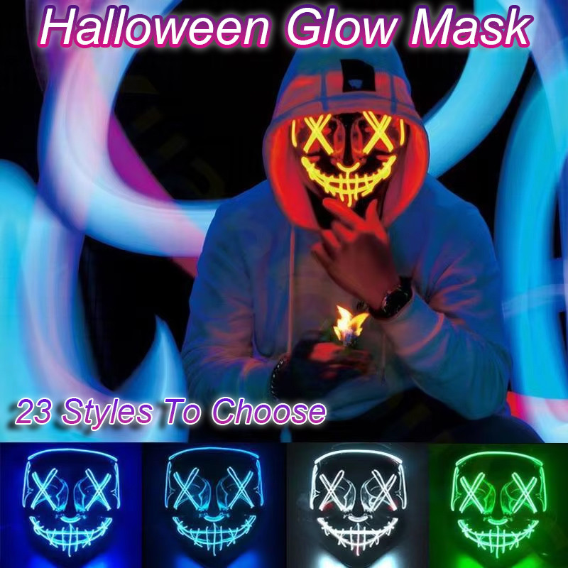 LED Light Up Halloween Festival Mask Disguise Luminous Glowing Mask ...