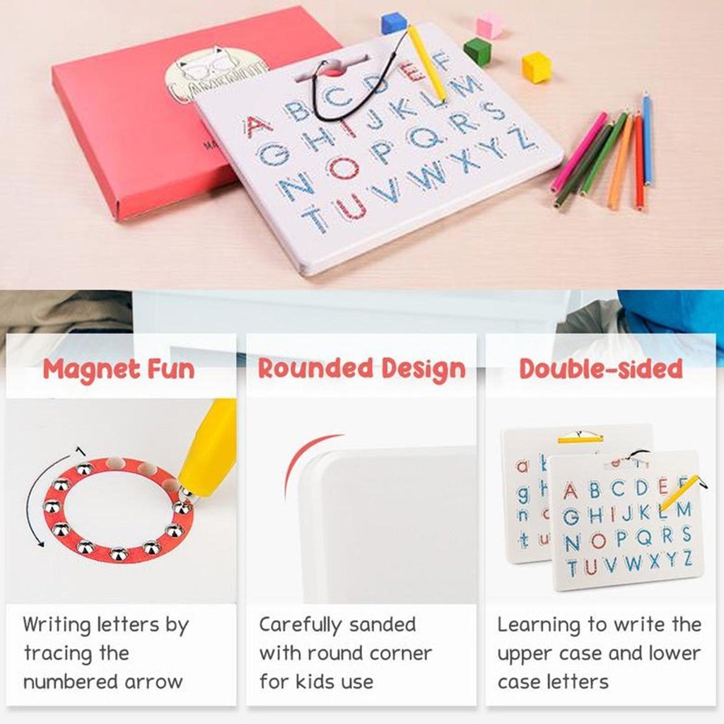 Magnetic Letter Tracing Board 2-in-1 Practice Learning Educational Toy ...