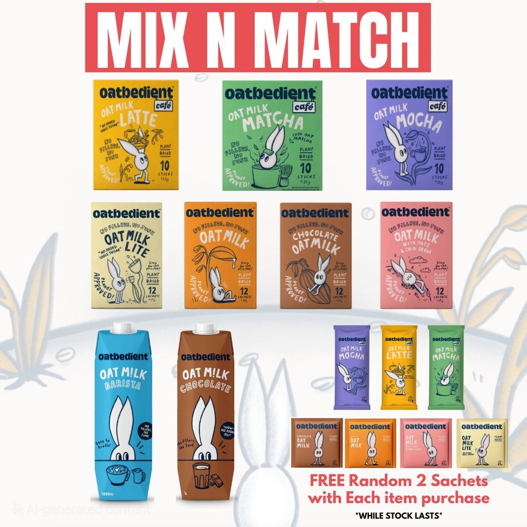 (FREE GIFT) (Mix N Match) Oatbedient Oat Milk Cafe Series / Barista ...