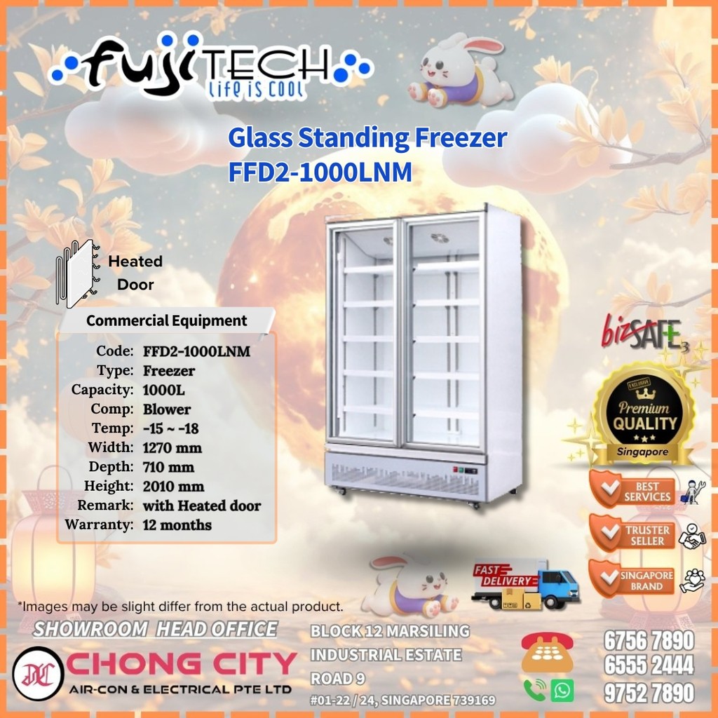 FUJITECH 2 Glass Door Standing Freezer-FFD2-1000LNM(Heater Door, Blower ...