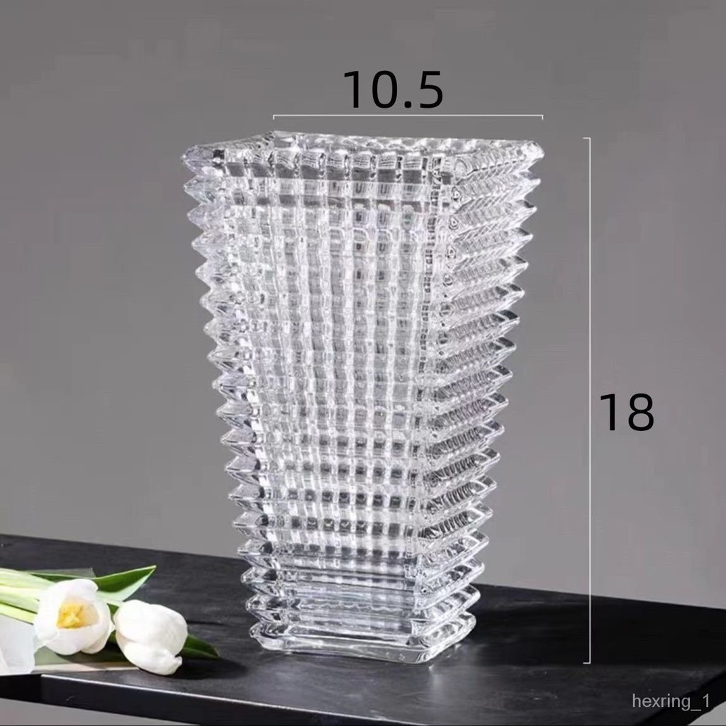 Super Thick Rectangular Crystal Glass Vase Wide Mouth Large Diameter ...