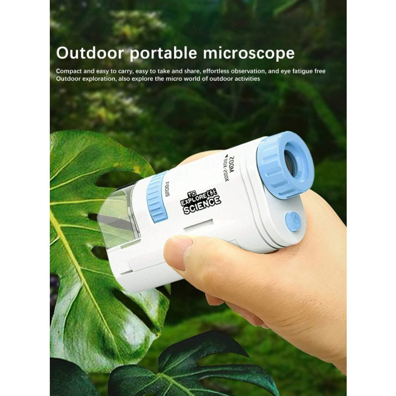 Learn Science Kids Microscope 200 Times Zoom Outdoor Portable ...