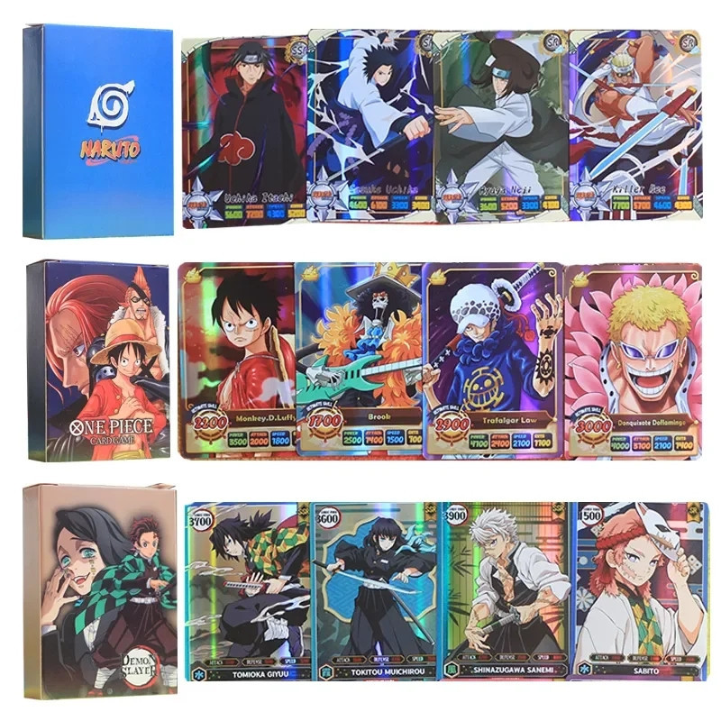 50Pcs/Pack Game Shiny Cards Dragon Ball Naruto One Piece Demon Slayer ...