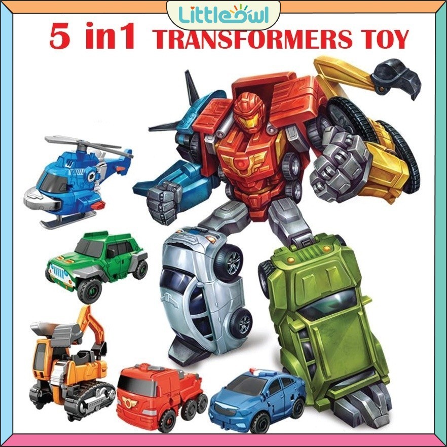 5-in-1 Robot Mini Force Transformers Toys Vehicles Transform into Giant ...