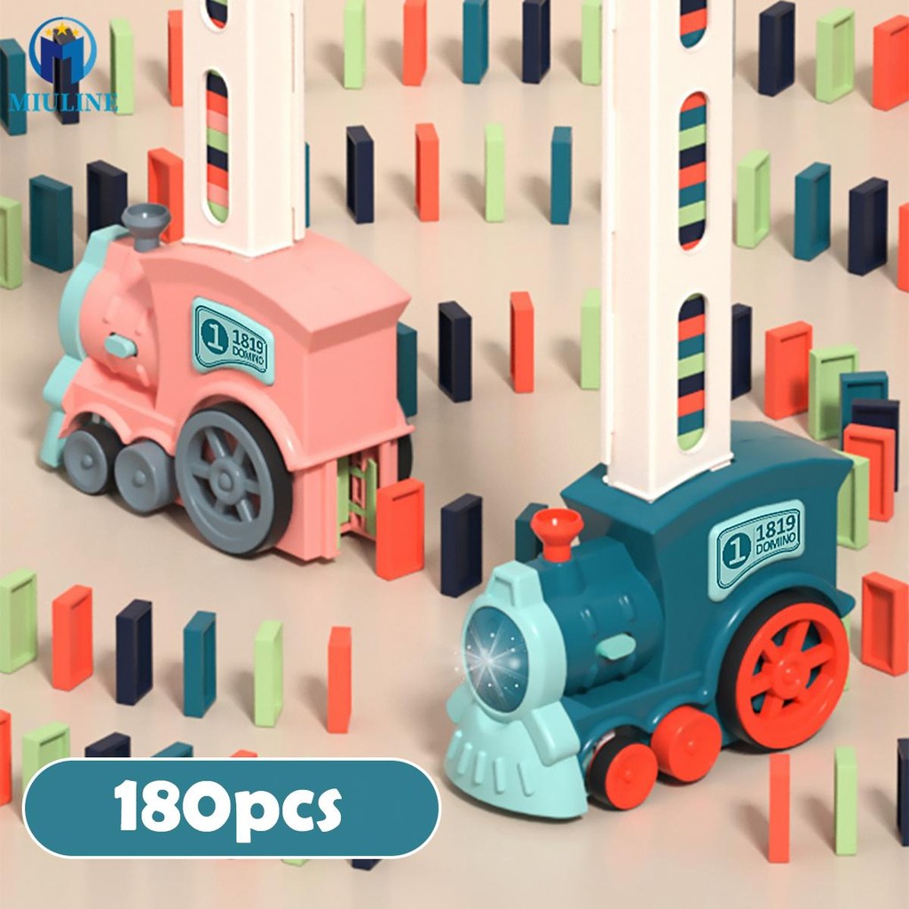 180Pcs Domino Train Set Fun Dominos Train Blocks Set with Color Light ...