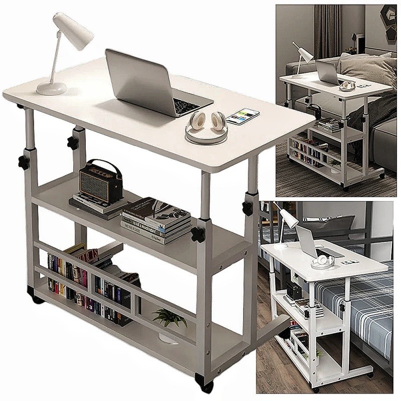 Adjustable Bedside Laptop Desk Multi-Layer Storage Height Adjustable ...