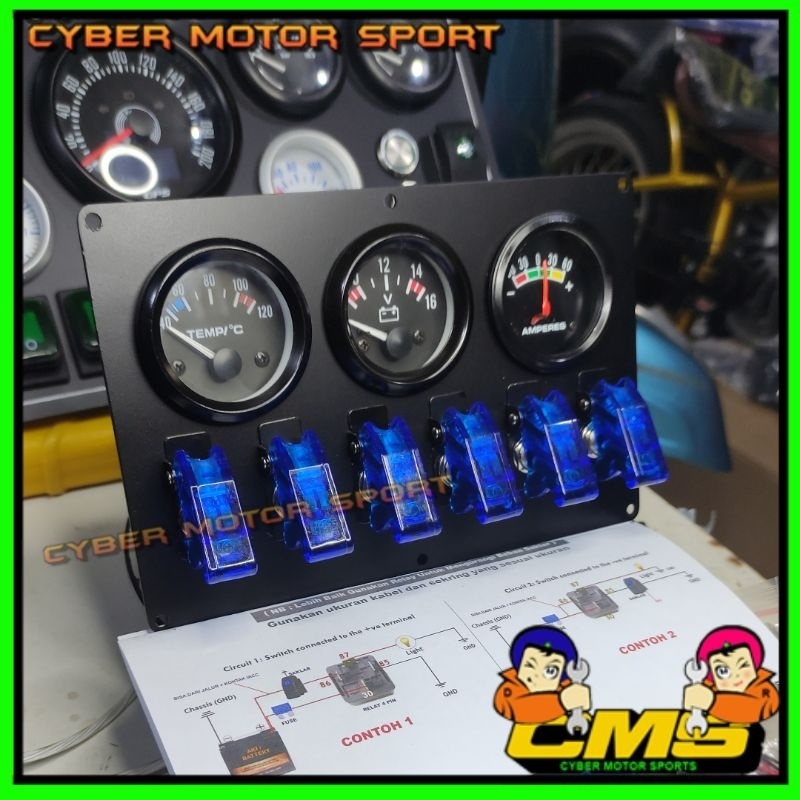 MESIN Car indicator Temperature plus fuel meter universal Ampere switch ...