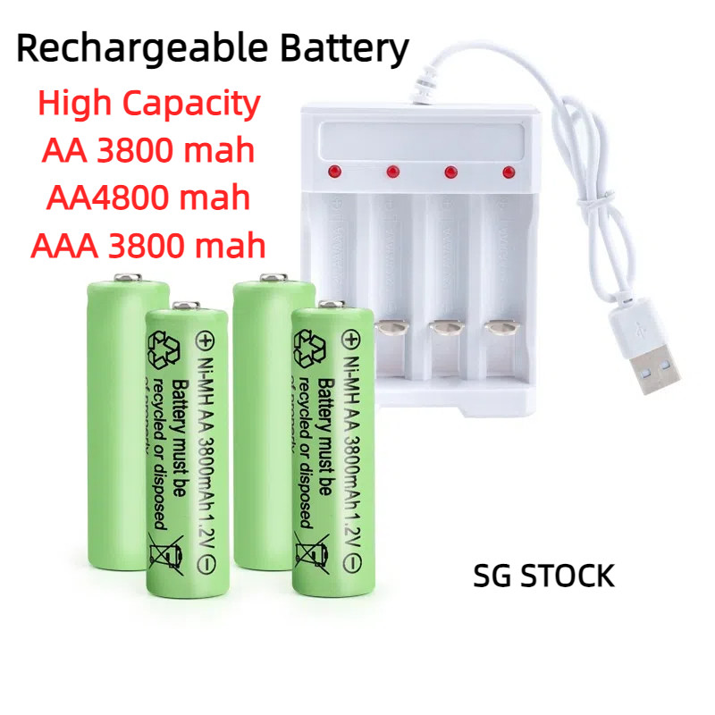 【SG Seller】️4PC Rechargeable Batteries️ AA | AAA | 4 Slots Socket ...