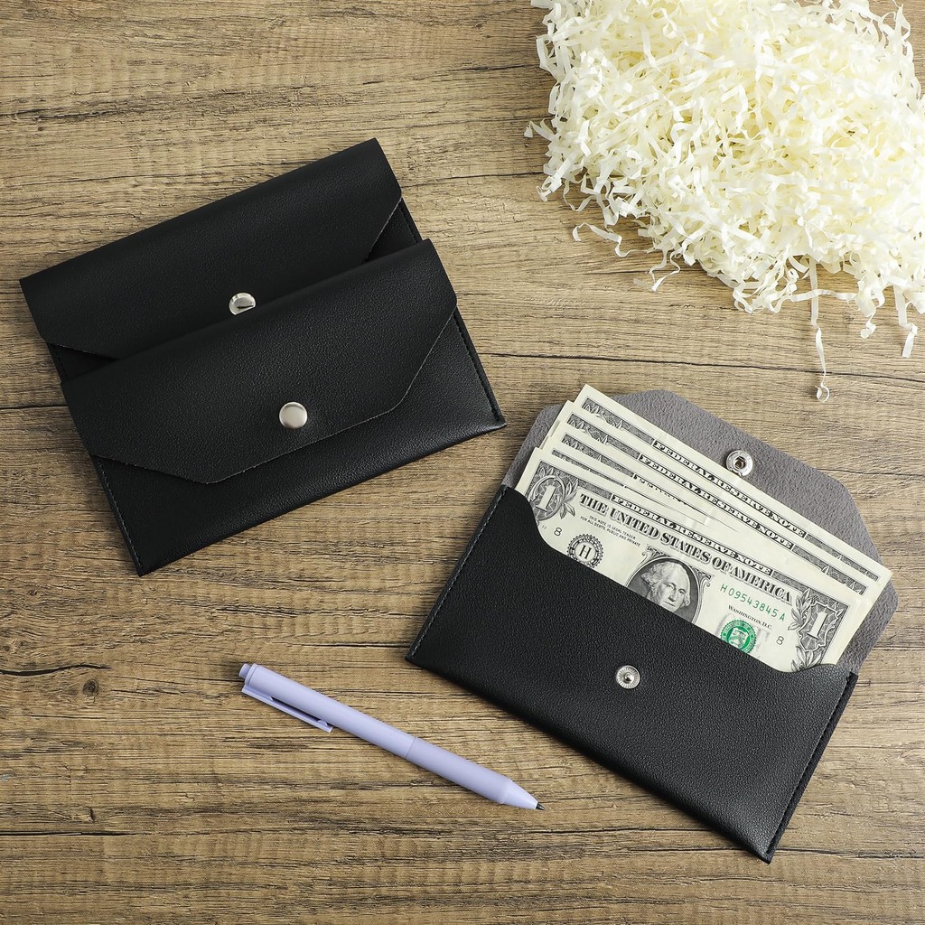 PU Leather Cash Envelopes Waterproof Money Envelope Reusable Cash ...