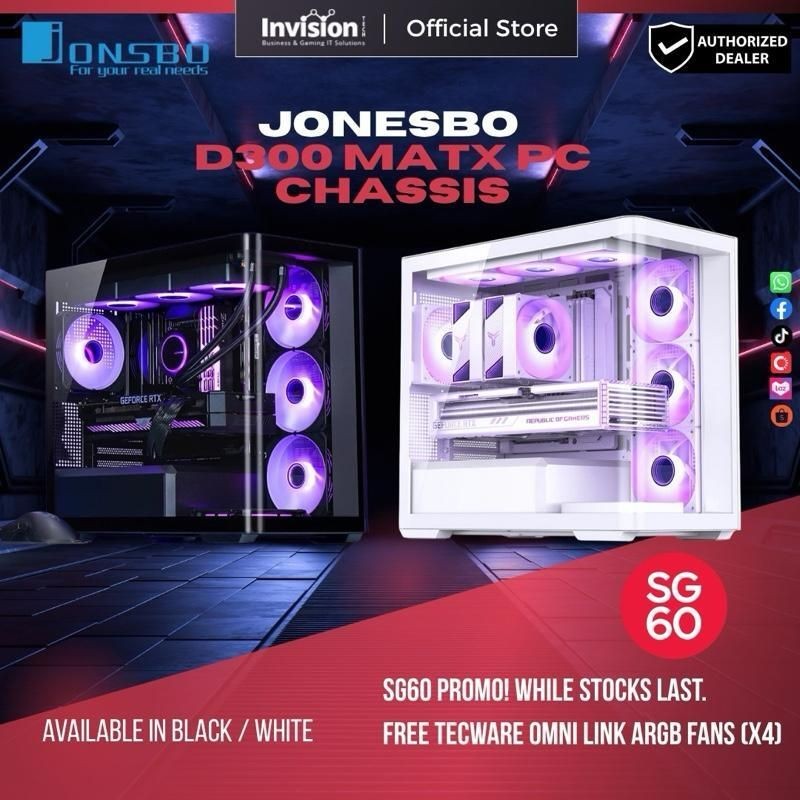 Jonsbo D300 mATX PC Chassis/Case - With SG60 Promo! FREE Tecware Omni ...