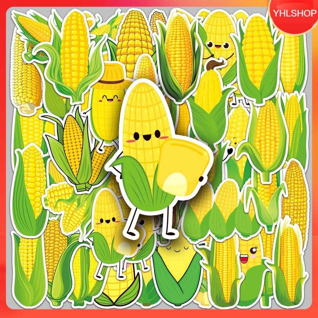 YHL 50 Designs cartoon corn food stickers fruits and vegetables Sticker ...