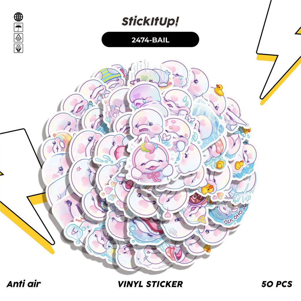 HP 50 Pcs Sticker Pack FUNNY CHARACTER BAILEY THE CETACEA STICKER PACK ...