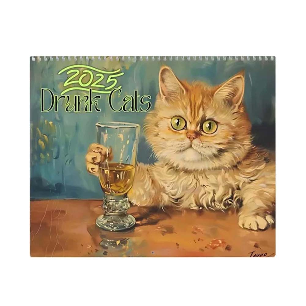 2025 Wall Calendars, Funny Drunk Cats Calendar 2025 for Cat Lover ...