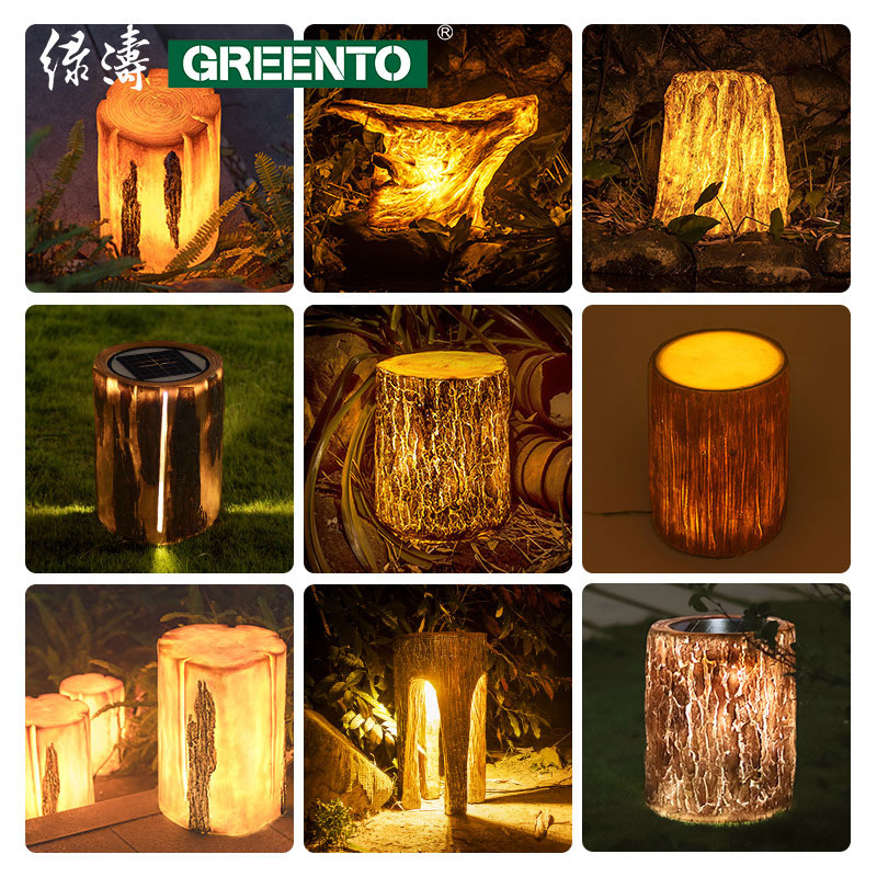 LED Artificial Tree Stump Light Wooden Stake Light Solar Park Landscape ...