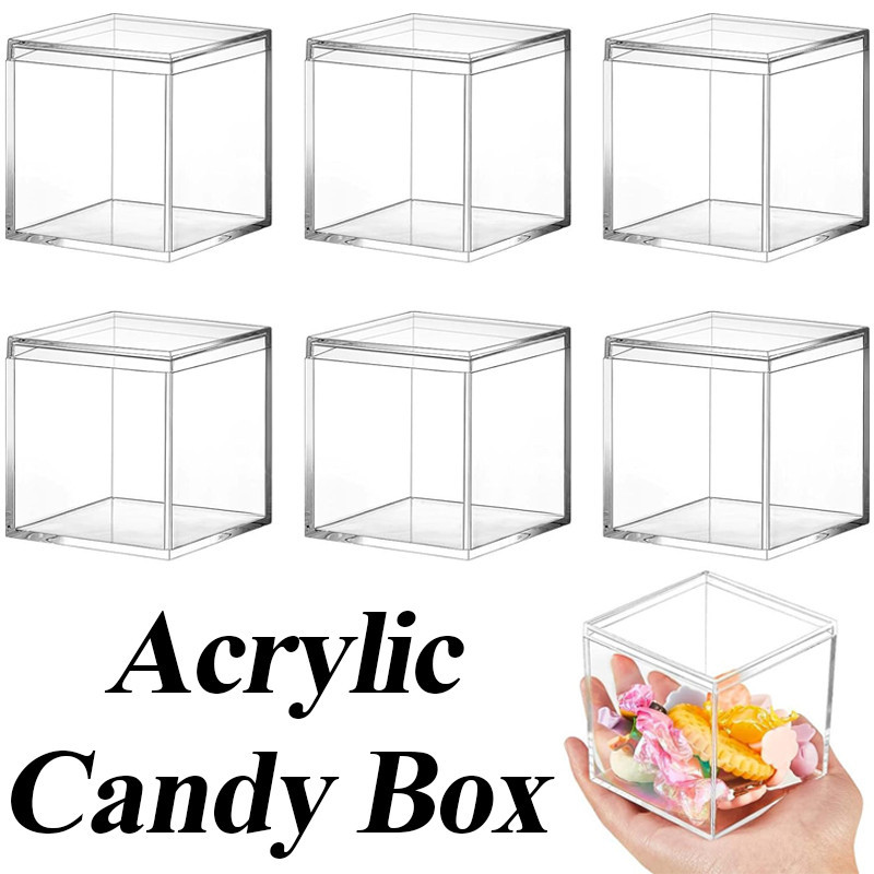 Clear Plastic Square Cube Containers with Lid / Mini Acrylic Storage ...