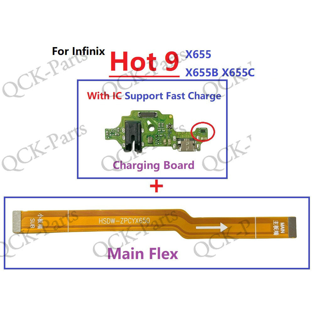 Main Motherboard Flex For Infinix Hot 9 X655 X655B X655C USB Charging ...